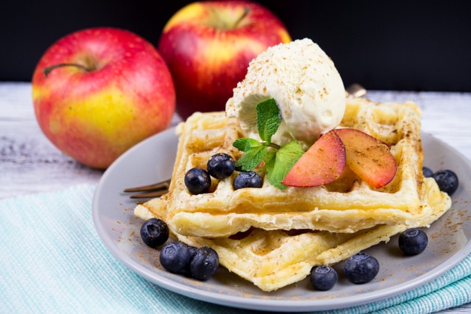 Apple Strudel Puff Pastry Waffles - Vegan Heaven