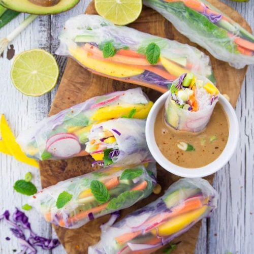 Rice Paper Rolls with Mango and Mint - Vegan Heaven