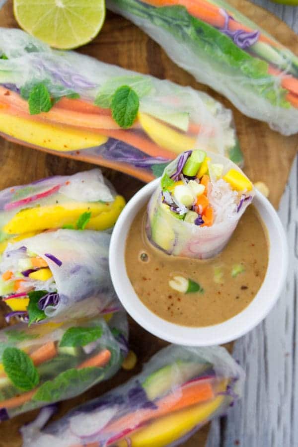 Rice Paper Rolls with Mango and Mint - Vegan Heaven